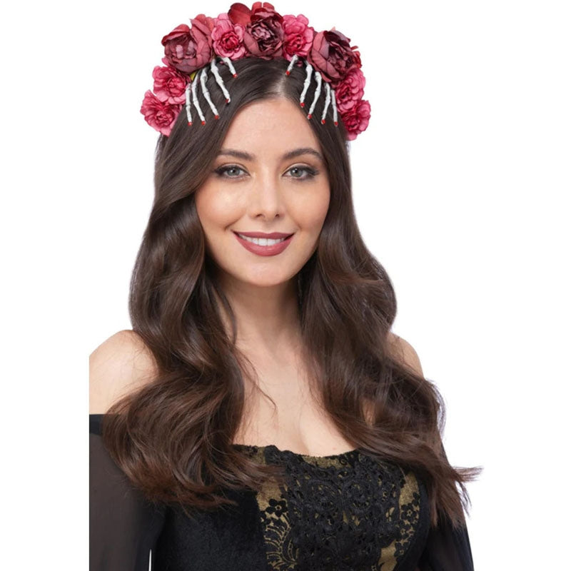 Comprar Diadema de Catrina con flores y huesos para Halloween |【Envío ...