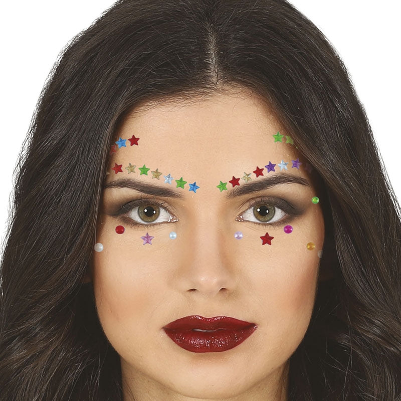 Comprar Joyas faciales estrellitas de colores de disfraz |【Envío en 24h】